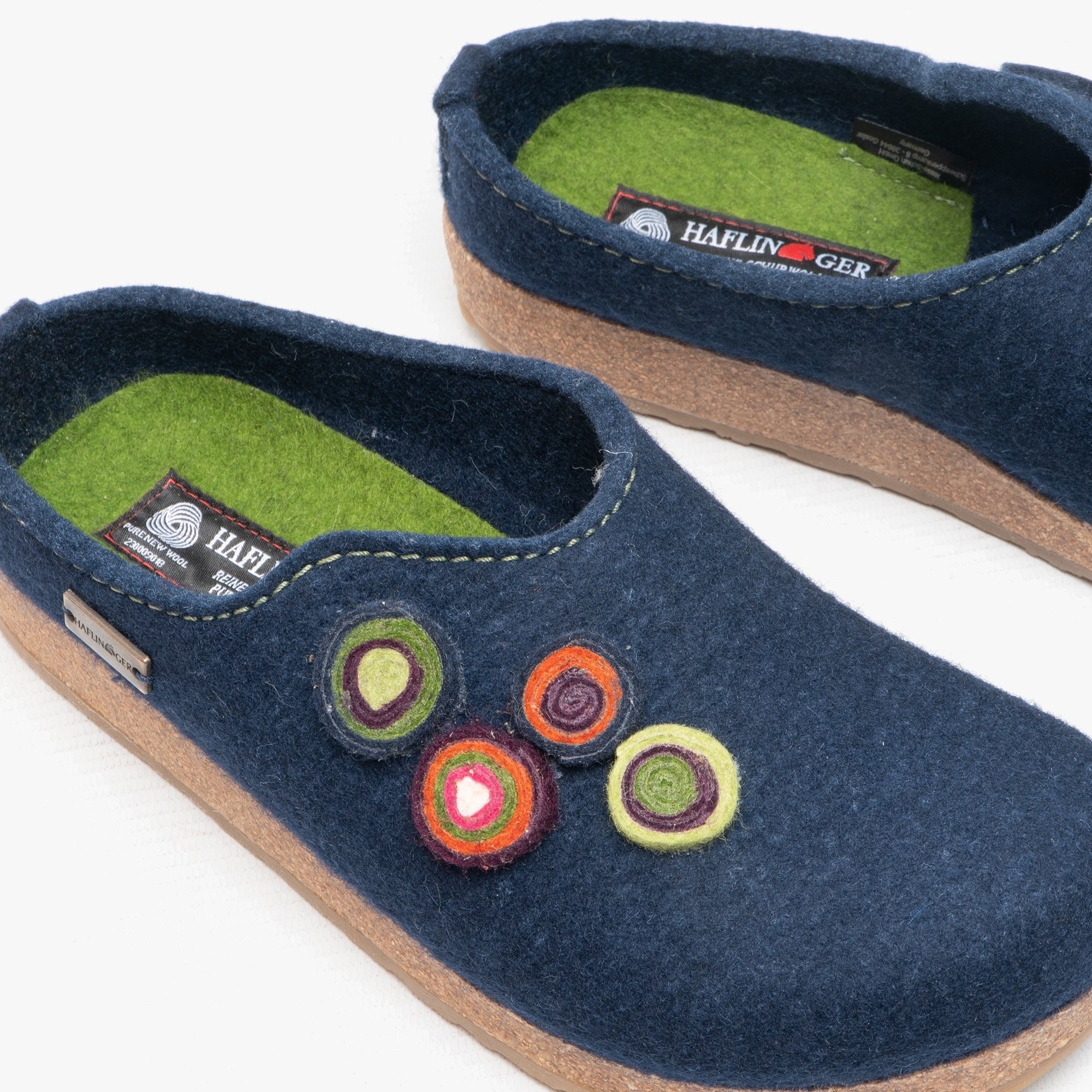 Haflinger KANON Womens Felt Wide Fit Mule Slippers Denim Blue | House ...