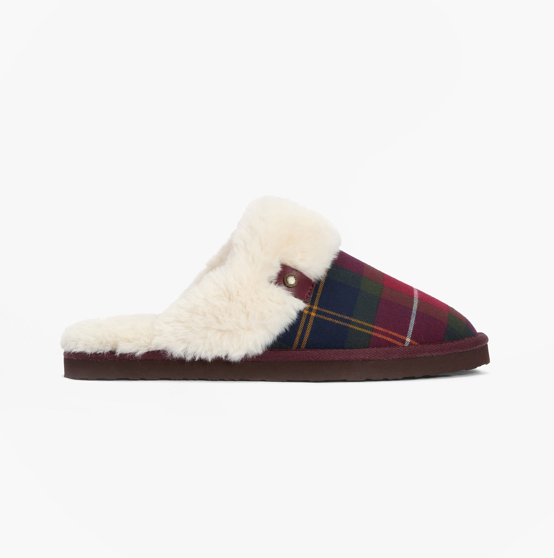 Barbour CLAUDIA Womens Mule Slippers Winterberry Tartan | House Of Slippers