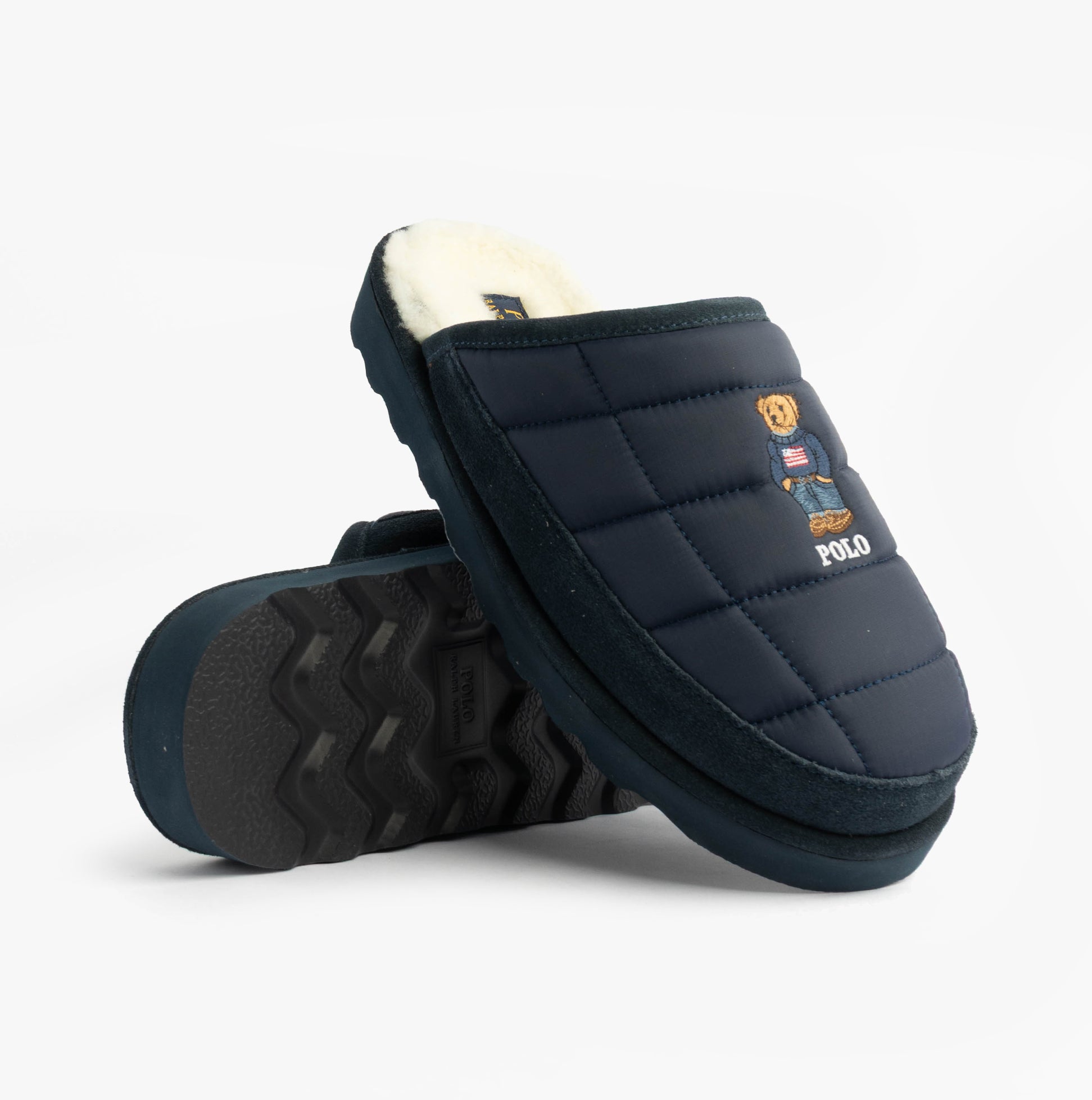 Polo Ralph Lauren READ BEAR Mens Mule Slippers Navy | House Of Slippers