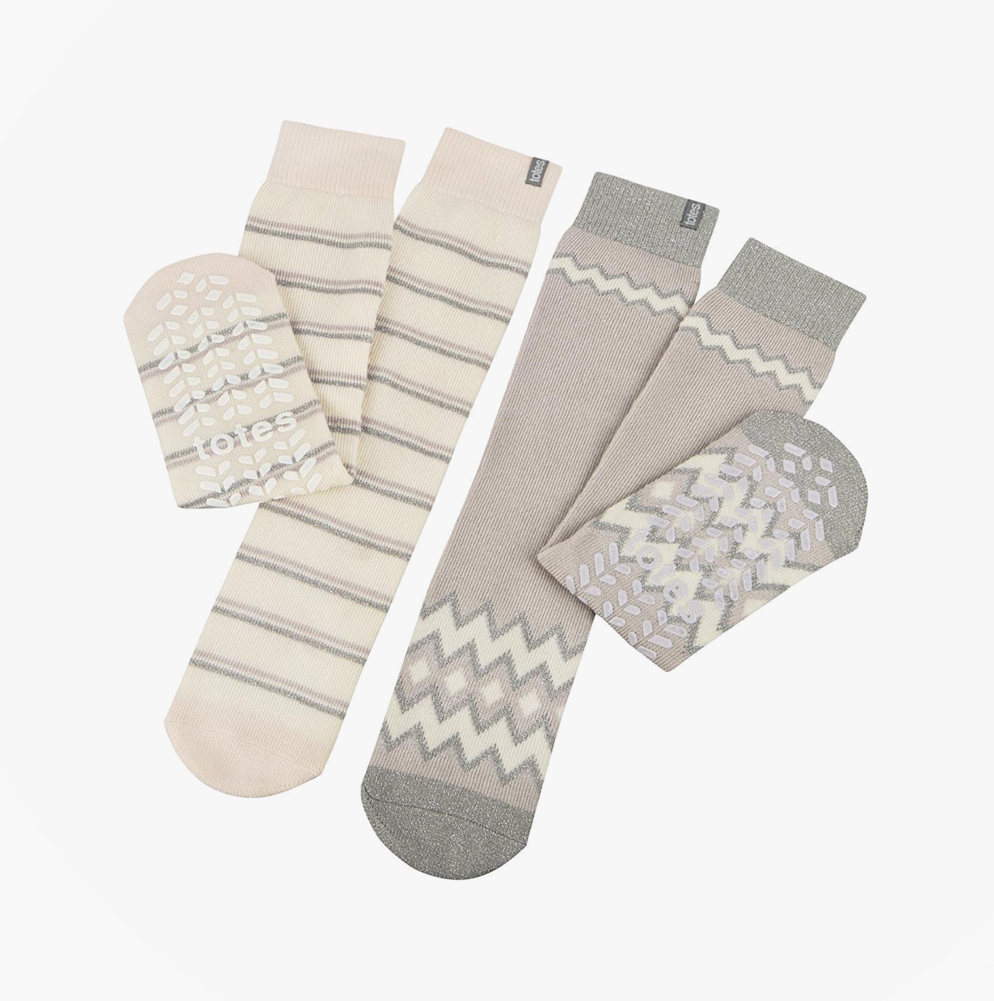 Totes Toasties ORIGINAL SLIPPER SOCKS (TWIN PACK) Womens Fairisle ...